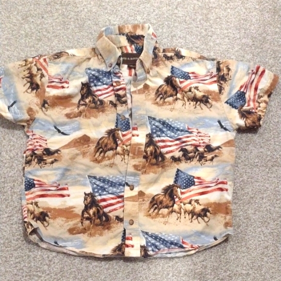 Bit & Bridle | Shirts & Tops | Bit Bridle Kids Western Print Shirt Blue ...